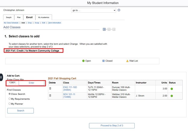 Add/Enroll in a Class - IET Services at Virginia Western