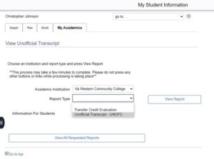 View Your Unofficial Transcript - IET Services at Virginia Western